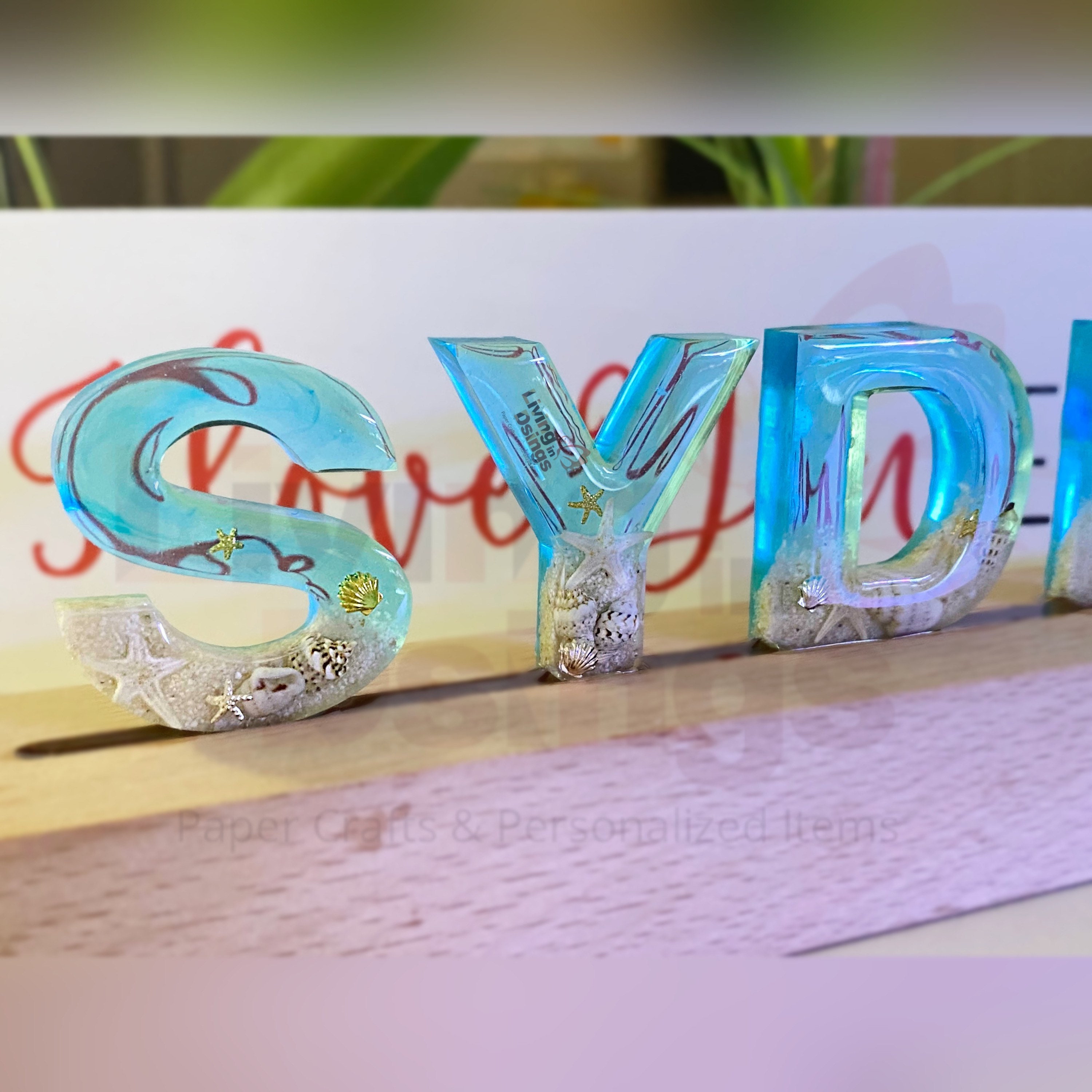Resin Name Light Beach Theme Light up Name Resin 3D Wooden Letter Lamp ...