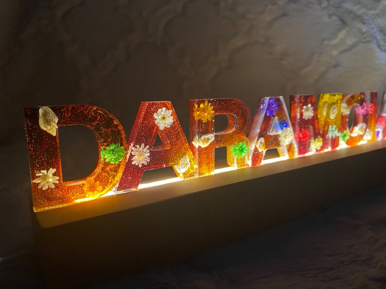 Resin Name Light Ink Effect Light up Name Resin 3D Wooden Letter Lamp ...