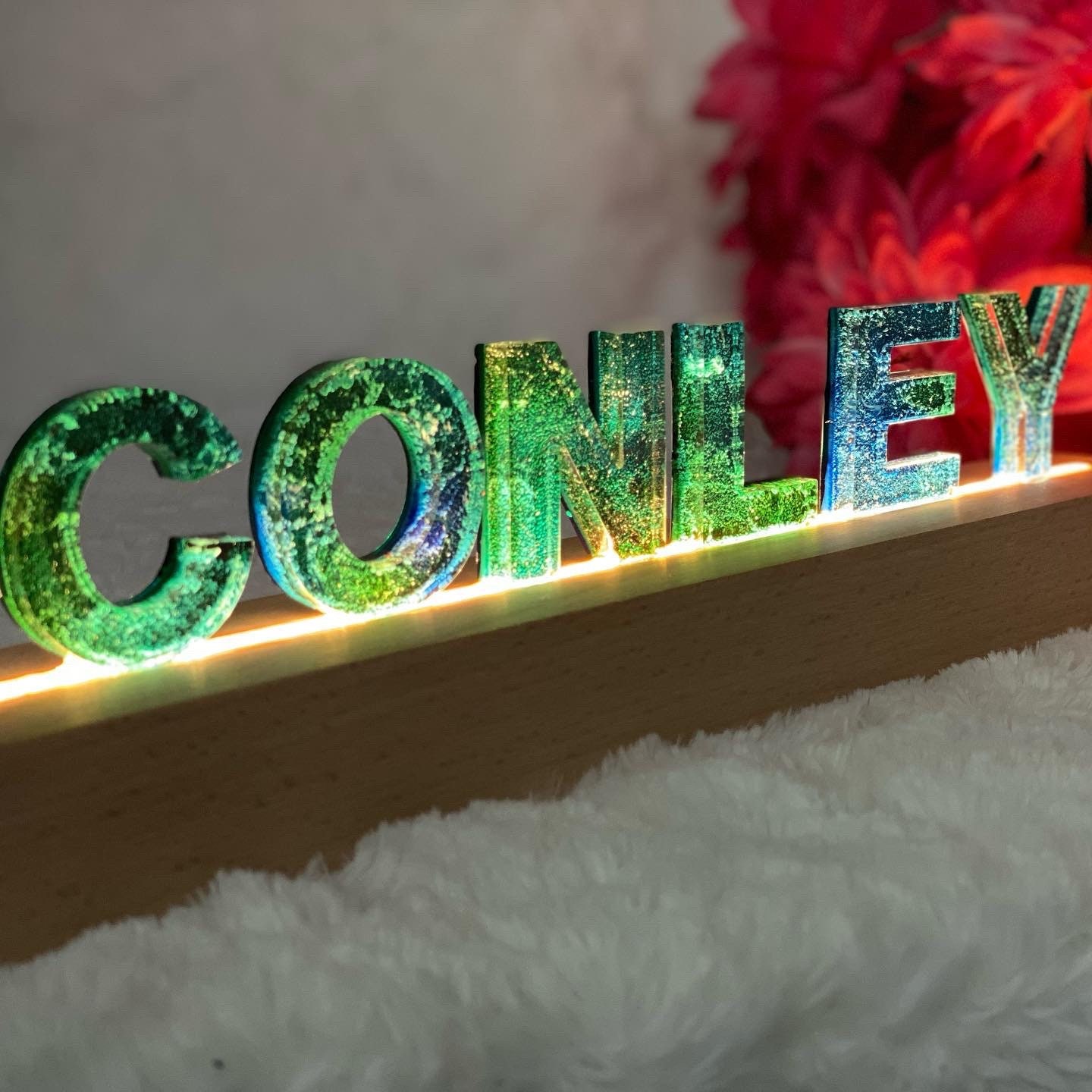 Resin Name Light Ink Effect Light up Name Resin 3D Wooden Letter Lamp ...