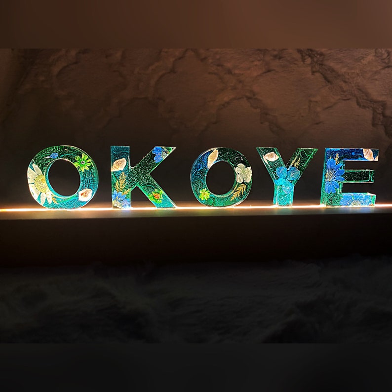 Resin Name Light Ink Effect Light up Name Resin 3D Wooden Letter Lamp ...