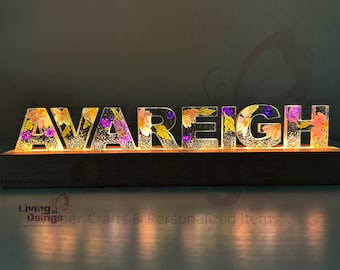 Resin Name Light Ink Effect Light up Name Resin 3D Wooden Letter Lamp ...