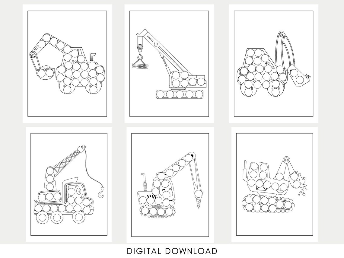 Construction Vehicle Dot Marker Printable Dot Marker Coloring | Etsy
