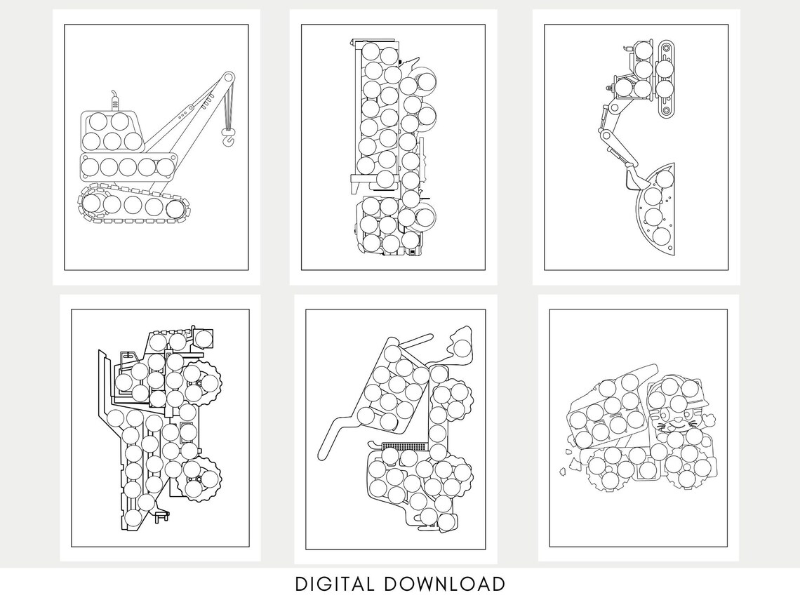 Construction Vehicle Dot Marker Printable Dot Marker Coloring | Etsy