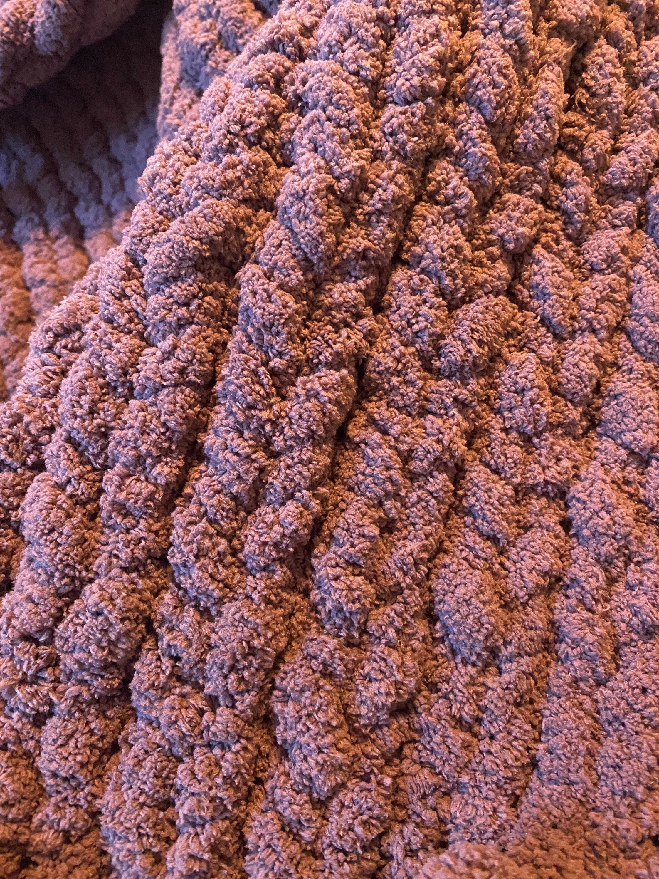 Hand Knit Chunky Jumbo Chenille Throw Blanket | Customized Gift for Her ...