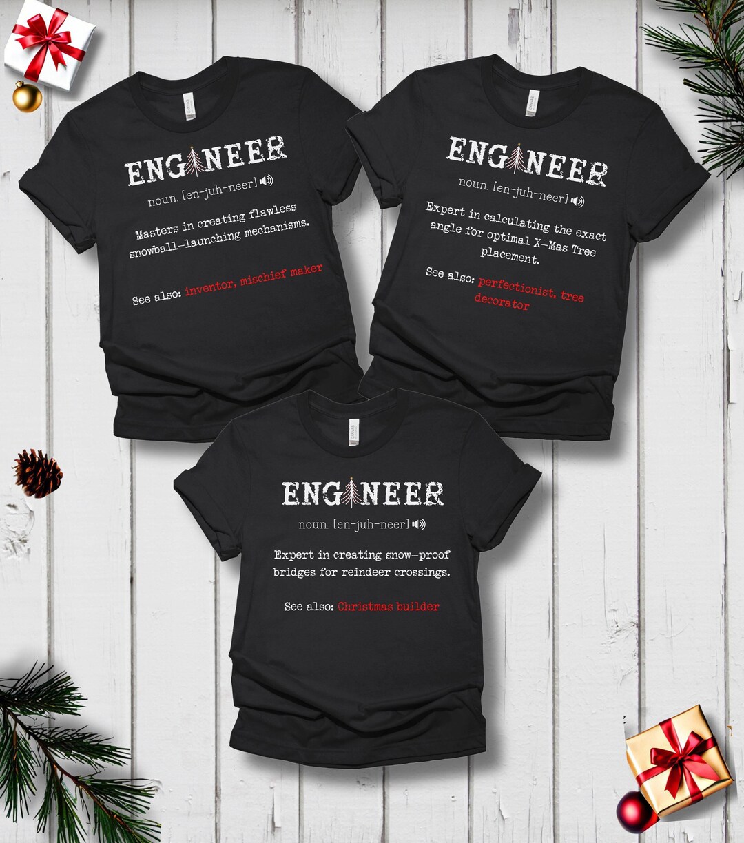 Funny Engineer Definition Christmas Shirt, Holiday Engineering Tshirt ...