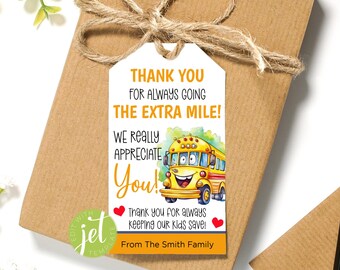 Bus Driver Appreciation Gift Tag, Thank You for Always Going the Extra ...