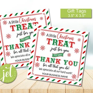 Editable Christmas Treat Thank You Tag, Holiday Appreciation Gift Tags ...