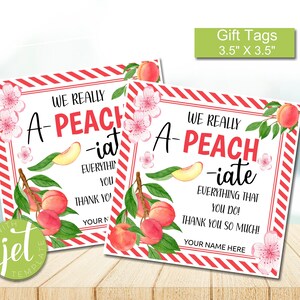 Editable Appreciation Gift Tags, Fruit Peach Treat Label, Thank You ...
