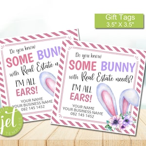 Editable Spring Easter Bunny Realtor Tags, Easter Pop by Tags, I'm All ...