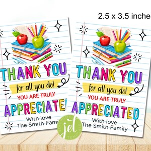 Editable Teacher Appreciation Gift Tag Thank You for All You Do School ...