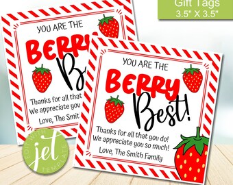 Strawberry Appreciation Gift Tag, You Are the Berry Best Teacher Staff ...