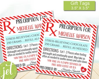 Nurse Appreciation Gift Tag, Rx Prescription Cookie Candy, Thank You ...