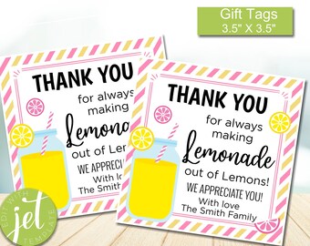 Editable Lemonade Out of Lemons Gift Tag Template, Teacher Appreciation ...