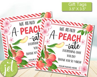 Appreciation Gift Tags, Fruit Peach Treat Label, Thank You Appreciation ...