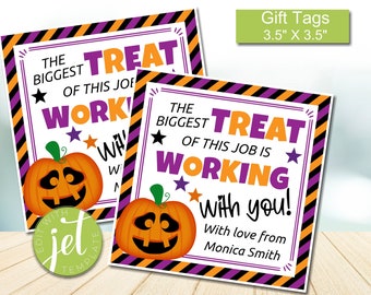 Halloween Gift Tags, Biggest Treat is Working With You, Coworker ...