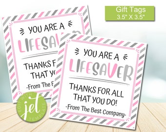 Printable You're A Lifesaver Tags, Lifesaver Favor Tags, Neighbor ...