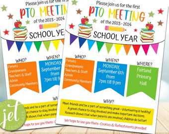 PTA/PTO Meeting Flyer Editable Template Instant Download - Etsy