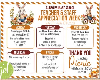 EDITABLE Picnic Teacher & Staff Appreciation Flyer, Backyard Itinerary ...