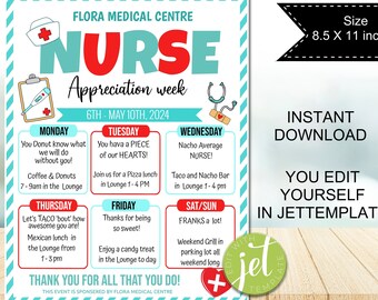 Nurse Appreciation Week Itinerary Template, Heart Medical National ...