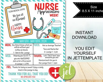 Nurse Appreciation Week Itinerary Template, Heart Medical National ...