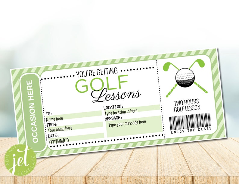 Editable Golf Surprise Gift Voucher Golf Lessons Golf Lesson - Etsy