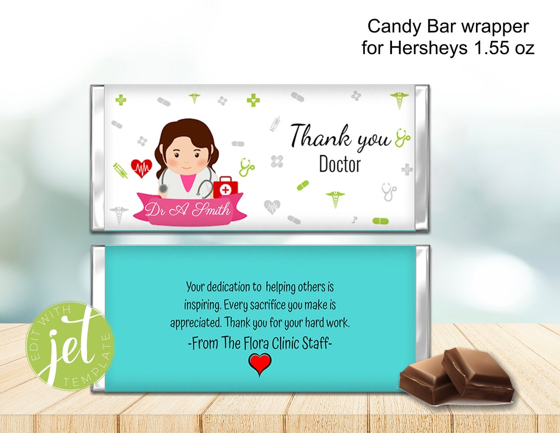 Editable Doctor Appreciation Candy Bar Wrappers Doctor Thank - Etsy