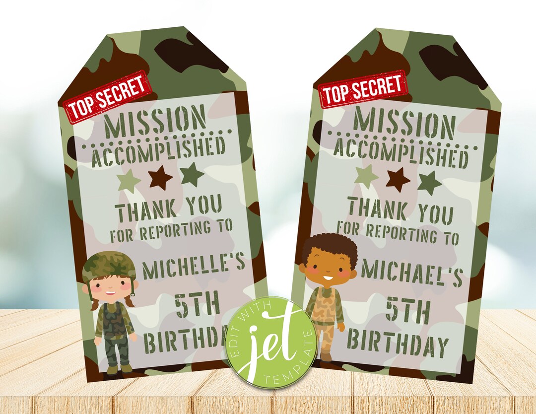 Editable Army Favor Tag Printable Green and Brown Camo - Etsy Canada