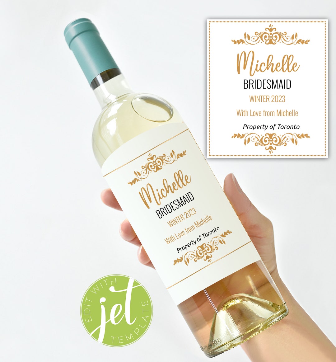 Editable Bridesmaid Labels , Maid of Honour Proposal, Will You Be My ...