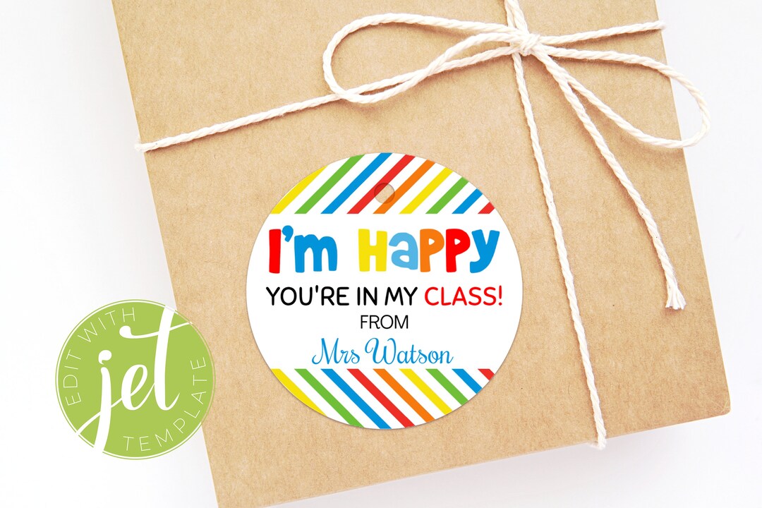 Editable Back to School Tags Happy You're in My Class - Etsy