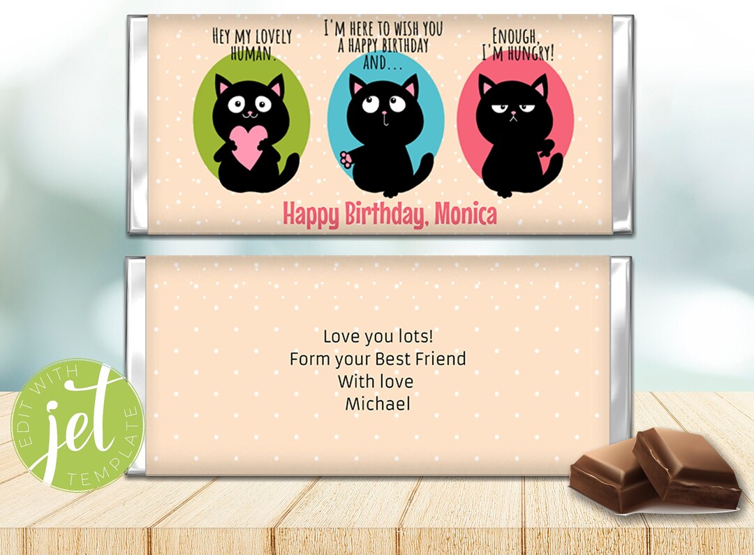 Editable Funny Cat Candy Wrapper, Cat Wrapper, Party Favor, Any ...