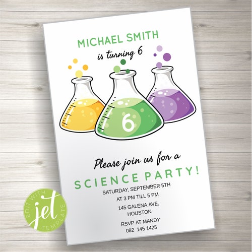 Editable Science Invitation Science Birthday Invitation - Etsy