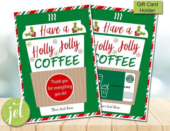 Editable Christmas Coffee Gift Card Holder Teacher Gift Card - Etsy