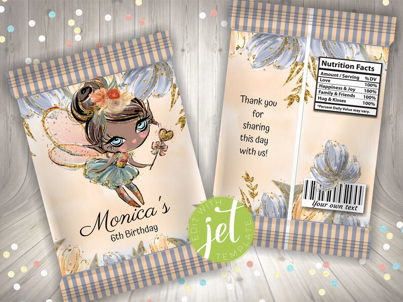 Editable Glitter Fairy Chip Bags Birthday Chip Bags Fairy - Etsy