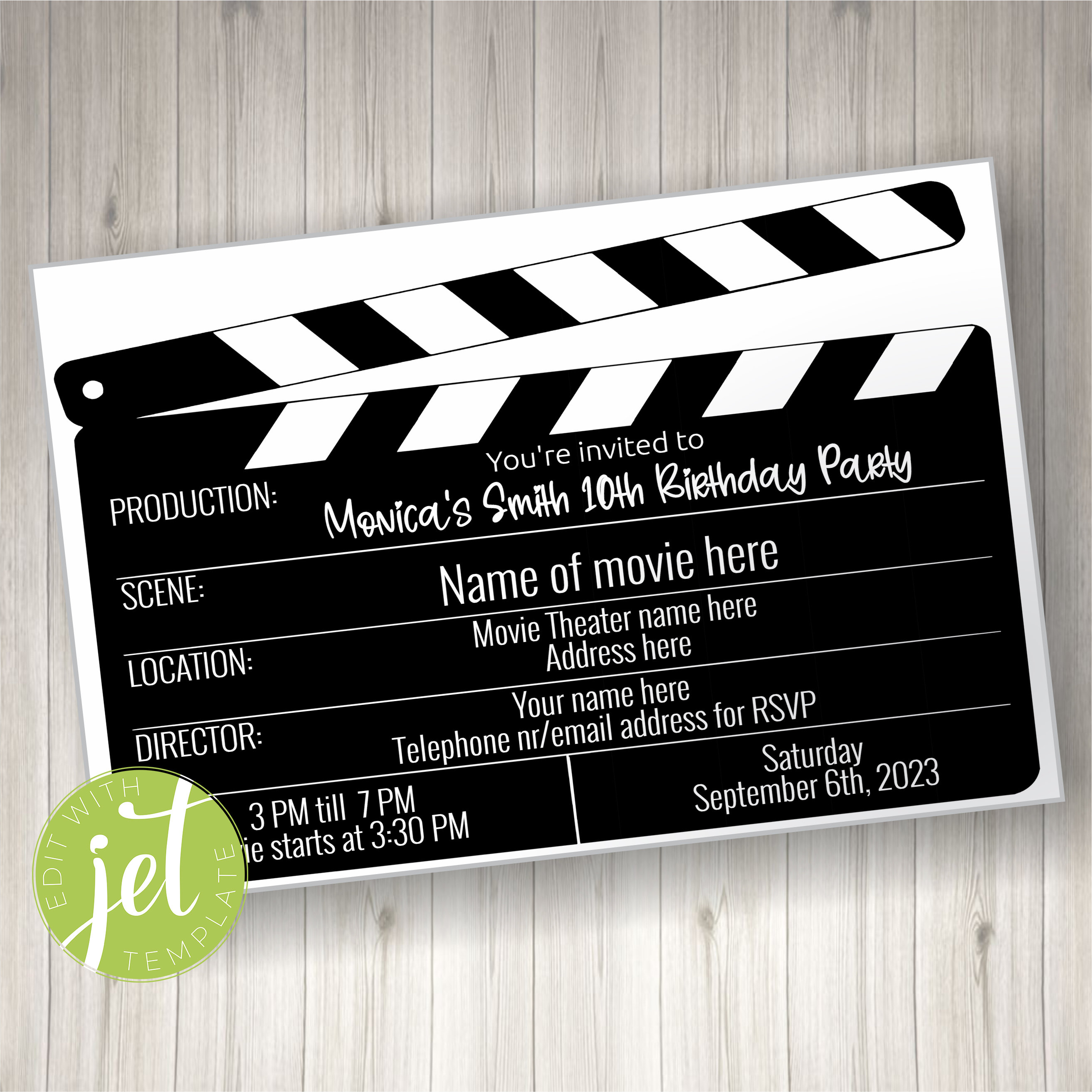 Clap Board Template Preschool