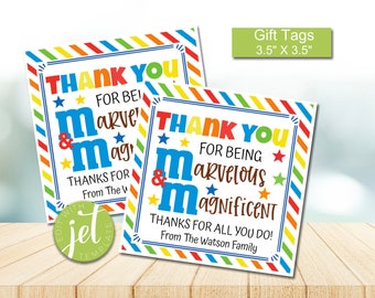 Printable/editable You Are Marvelous and Magnificent M&M Gift Tag for ...