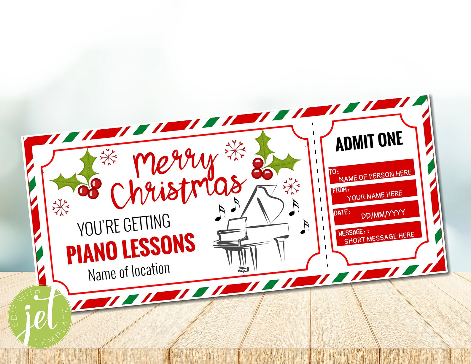 EDITABLE Christmas Surprise Piano Lessons Gift Voucher Piano - Etsy