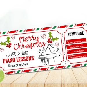 EDITABLE Christmas Surprise Piano Lessons Gift Voucher, Piano Music ...