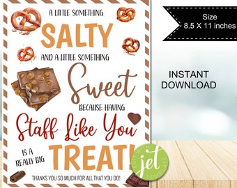 Appreciation Sign, Chocolate Pretzel Thank You Sign, Staff Employee ...