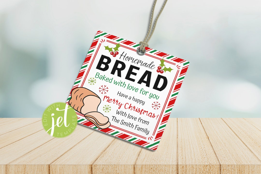 Editable Bread Gift Tag, Neighbor Christmas Gift, Christmas Bread Tag ...