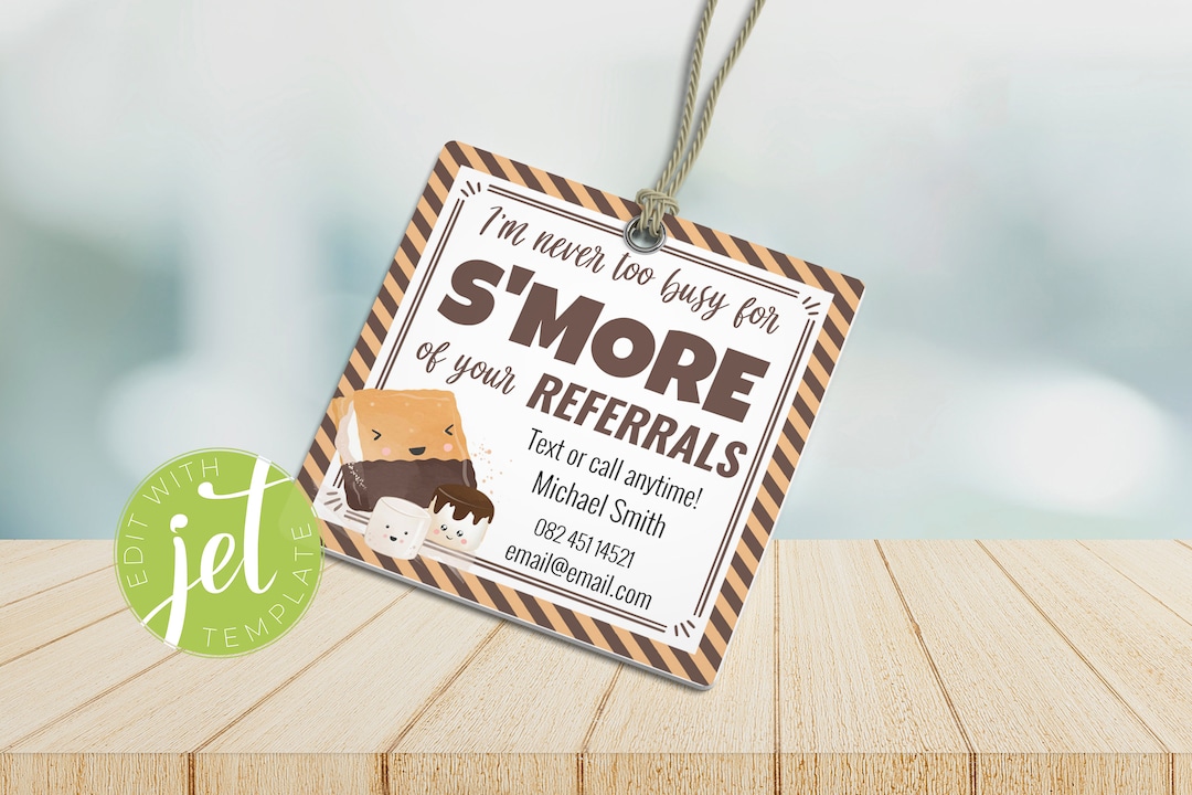 Editable S'mores Referral Gift Tag Referral Appreciation - Etsy