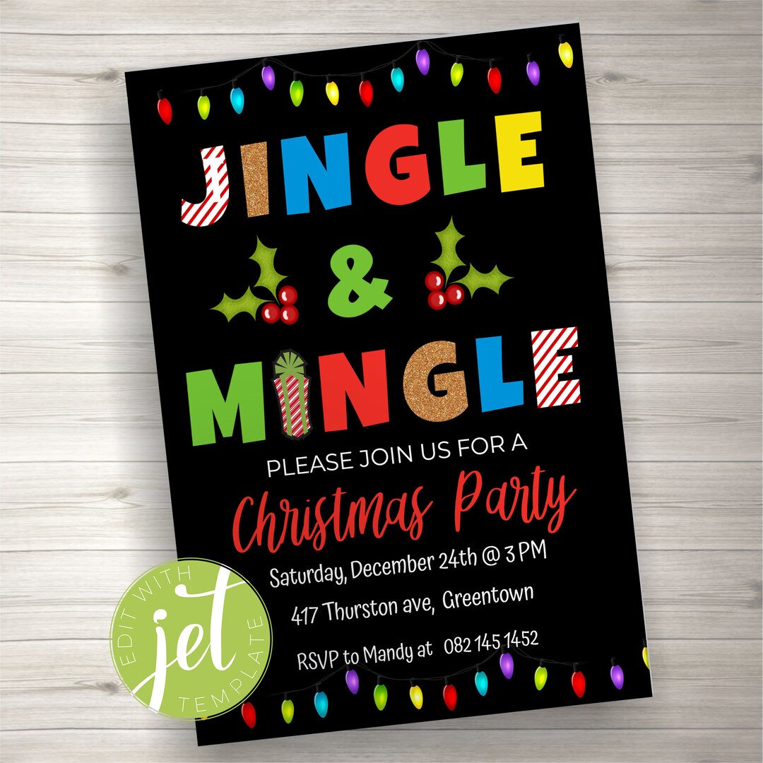 Editable Jingle and Mingle Christmas Invitation, Xmas Party Invite ...