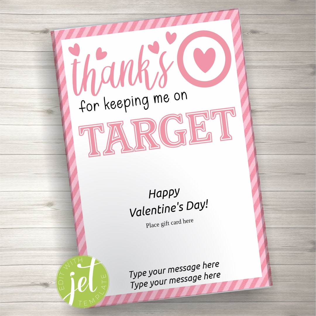 Editable Thanks for Keeping Me on Target, Valentines Day Teacher ...