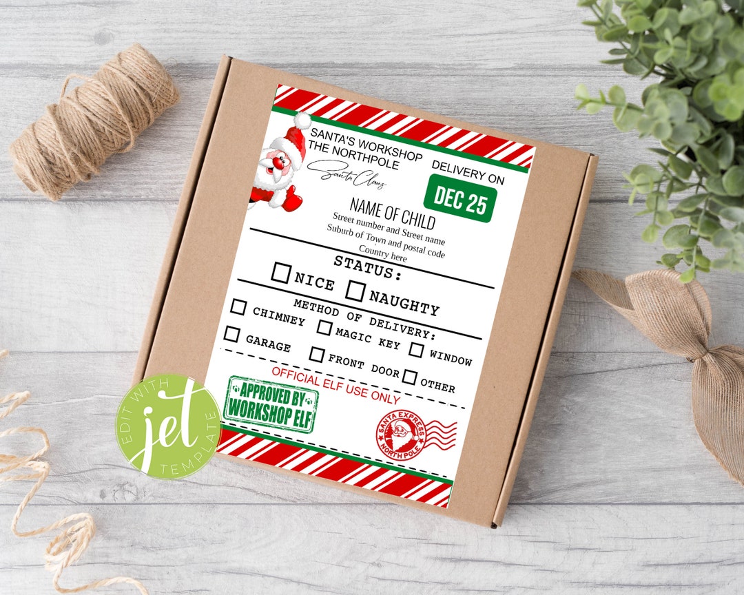Editable North Pole Shipping Label Mail From Santa Gift Tag - Etsy