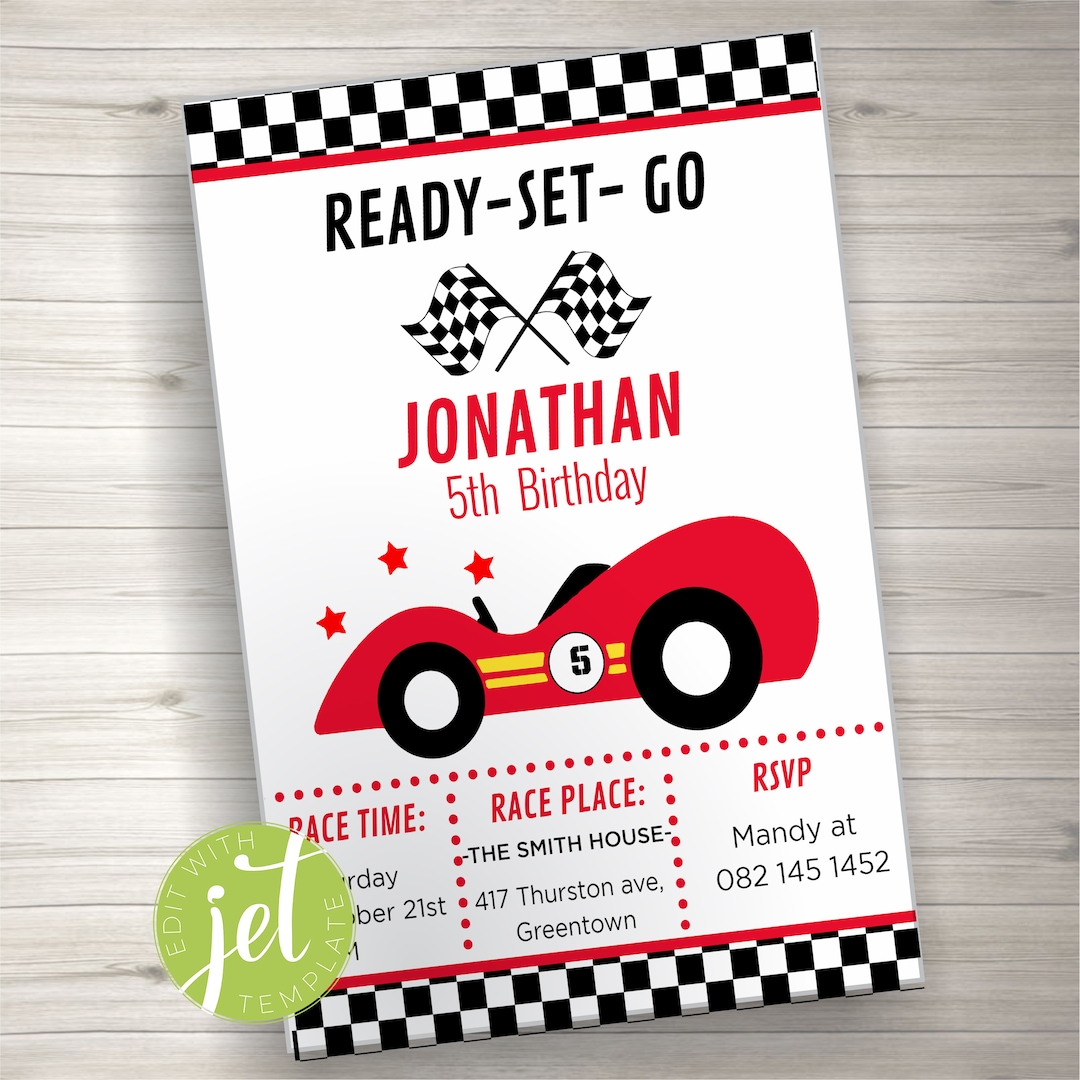 Editable Racing Invitation, Racing Invitation, Racing Driver Invitation ...