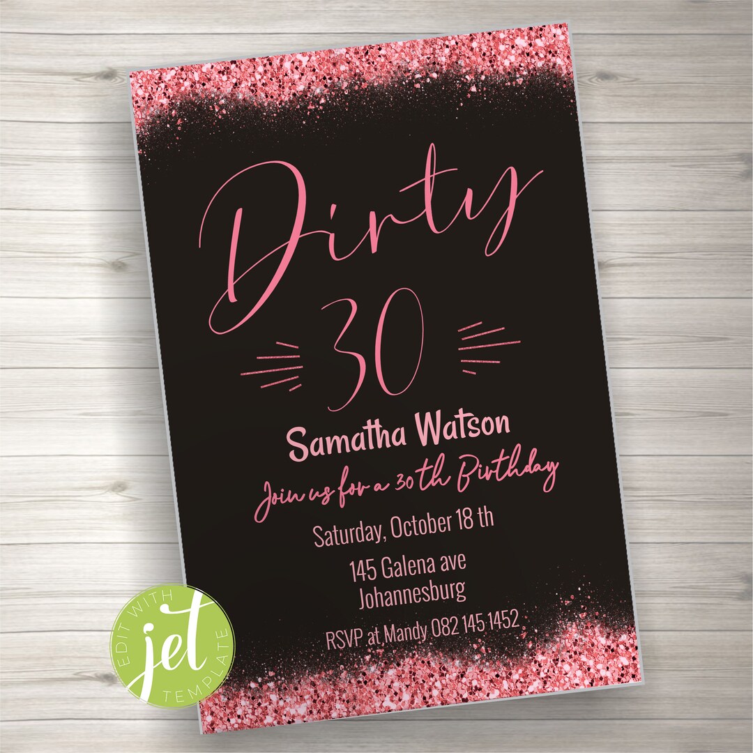 Editable Dirty 30th Birthday Invitation Printable 30th - Etsy