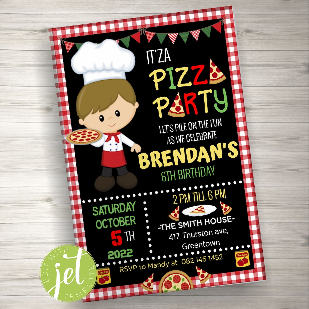 Editable Pizza Party Birthday Invitation Pizza Birthday - Etsy