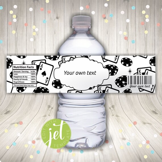 Editable Poker Bottle Label Water Bottle Labels Card Game | Etsy