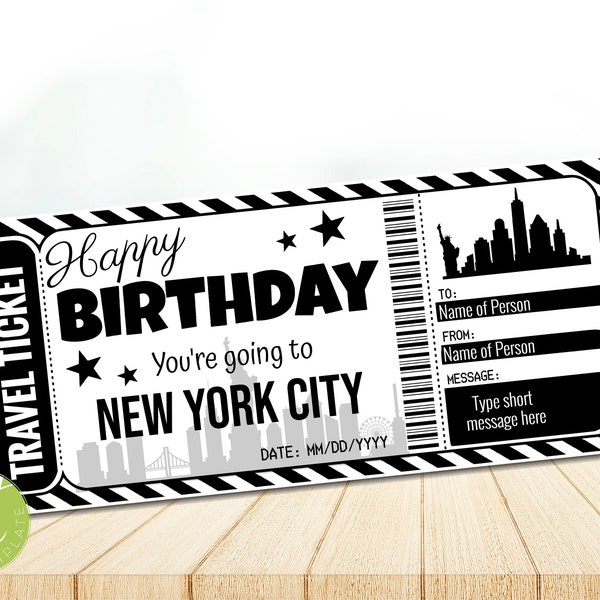 Fake Plane Ticket to New York - Etsy
