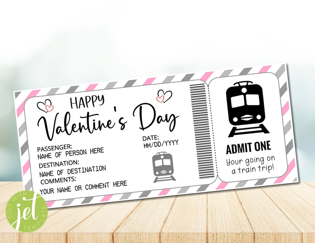 Editable Valentine's Day Train Ticket Boarding Pass - Etsy
