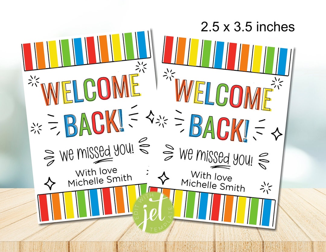 Editable Welcome Back to School Gift Tags Back to Work PTO Gift for ...